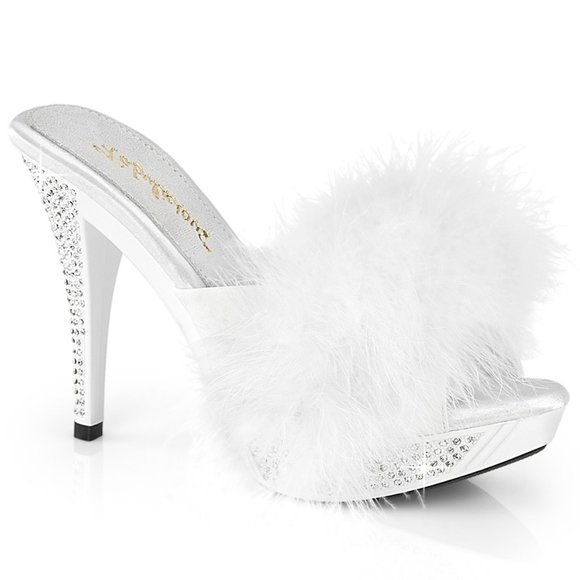 Fabulicious | Shoes | Fabulicious Elegant 4f Marabou Heels White | Poshmark